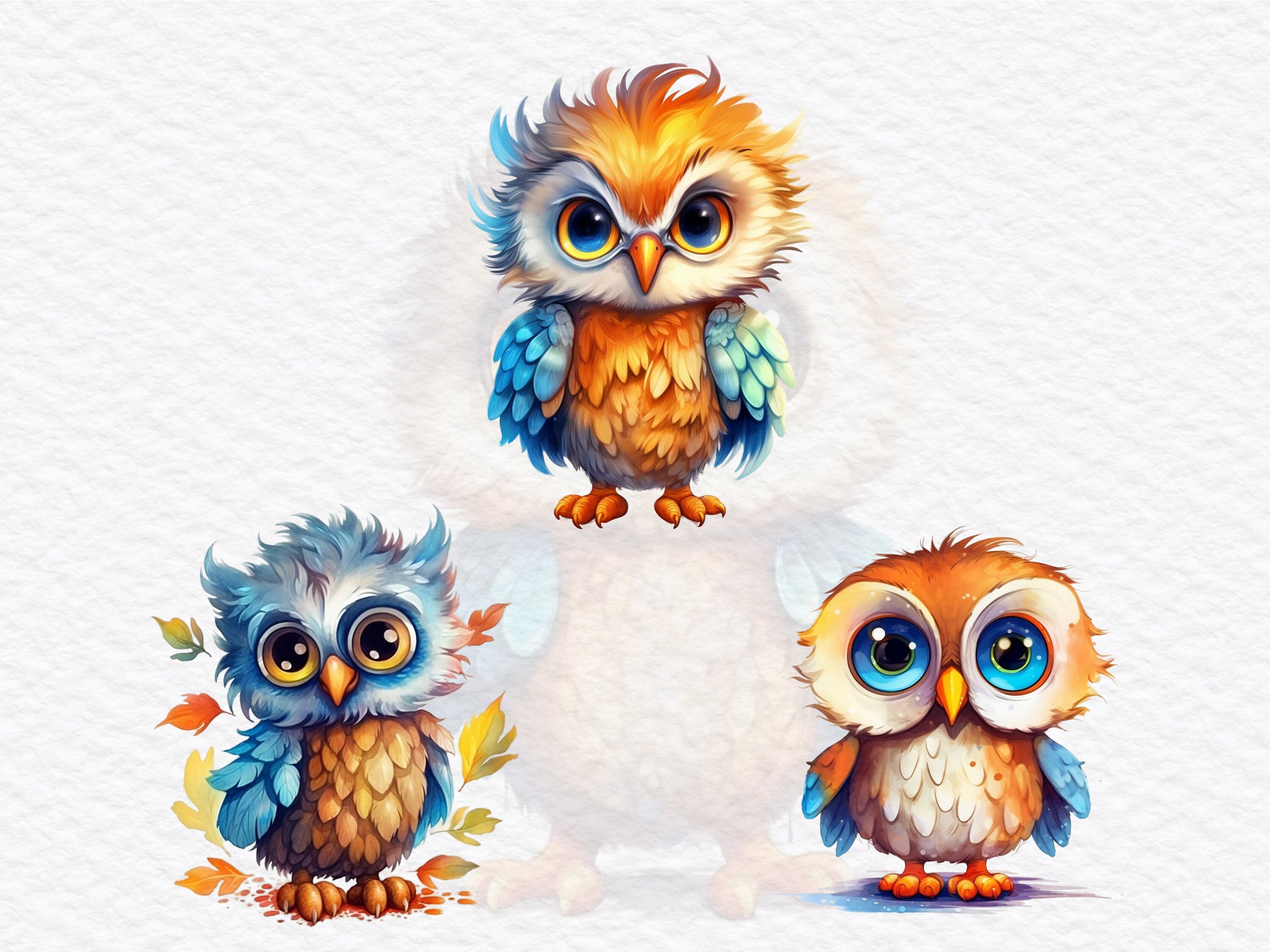 Colorful Owl Clipart PNG Bundle Watercolor PNG Files for - Etsy
