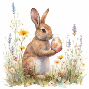 Easter Bunny Floral Spring Clipart, 15 High Quality Jpgs, Flower ...