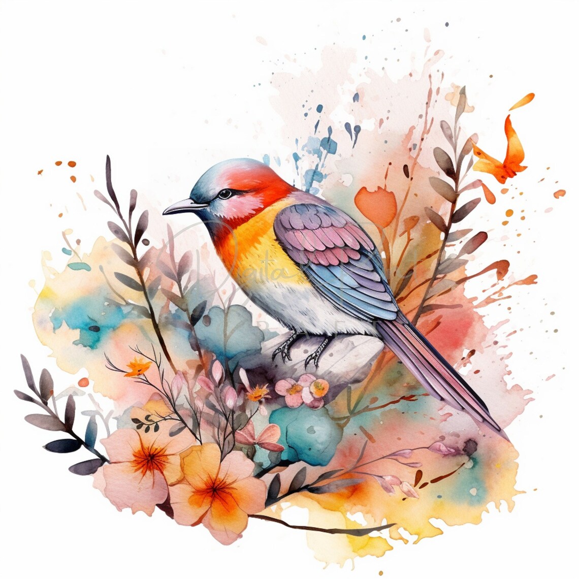 Abstract Bird Clipart, Robin Clipart, 15 High Quality Jpgs, Printable ...