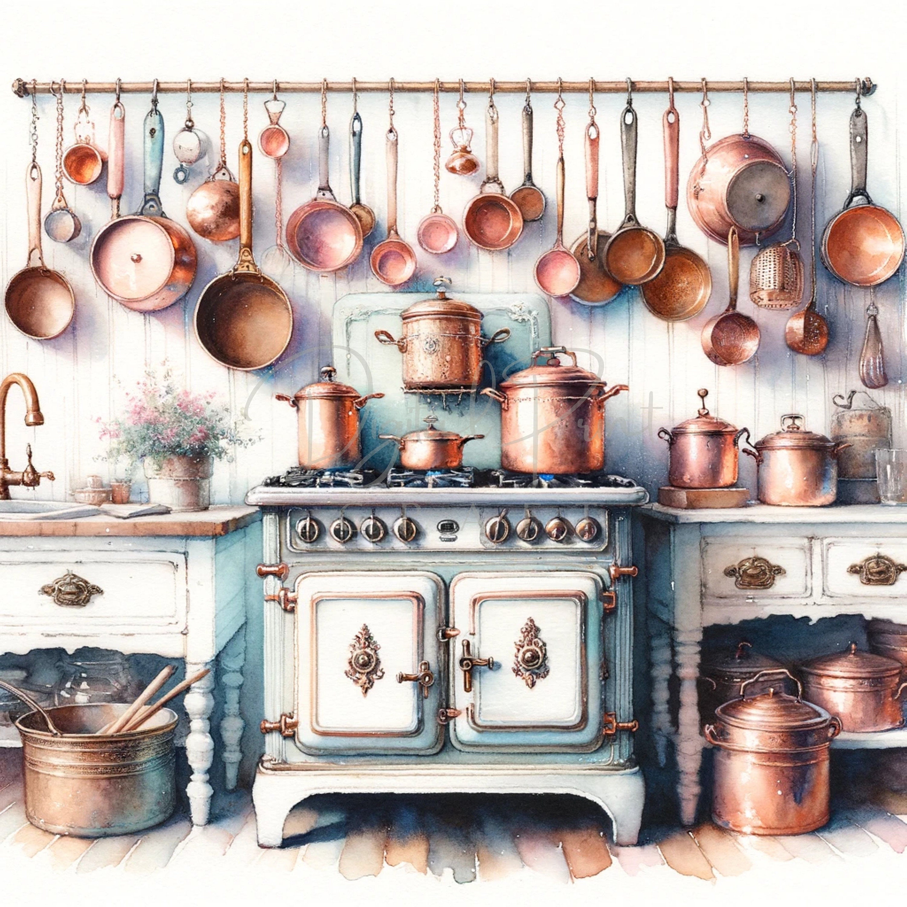 Shabby Chic Kitchen, Old Kitchen Clipart, 11 High Quality Jpgs ...