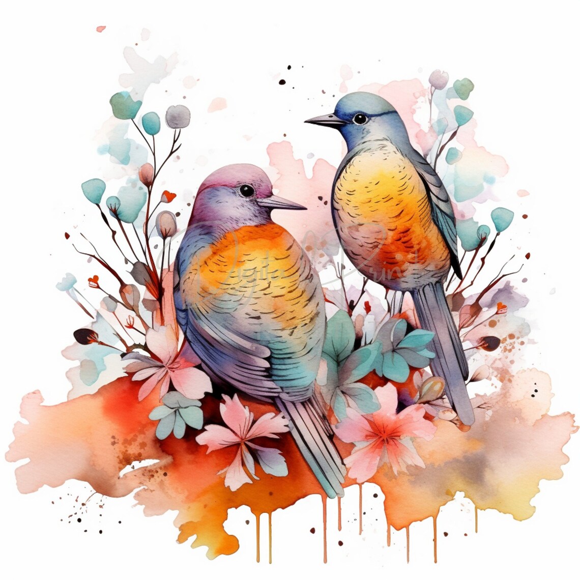 Abstract Bird Clipart, Robin Clipart, 15 High Quality Jpgs, Printable ...