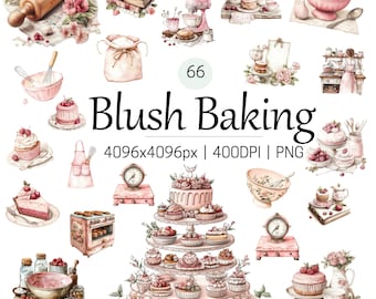 Watercolor Baking Clipart PNG Bundle Set, Baking Supplies, Home Bakery ...