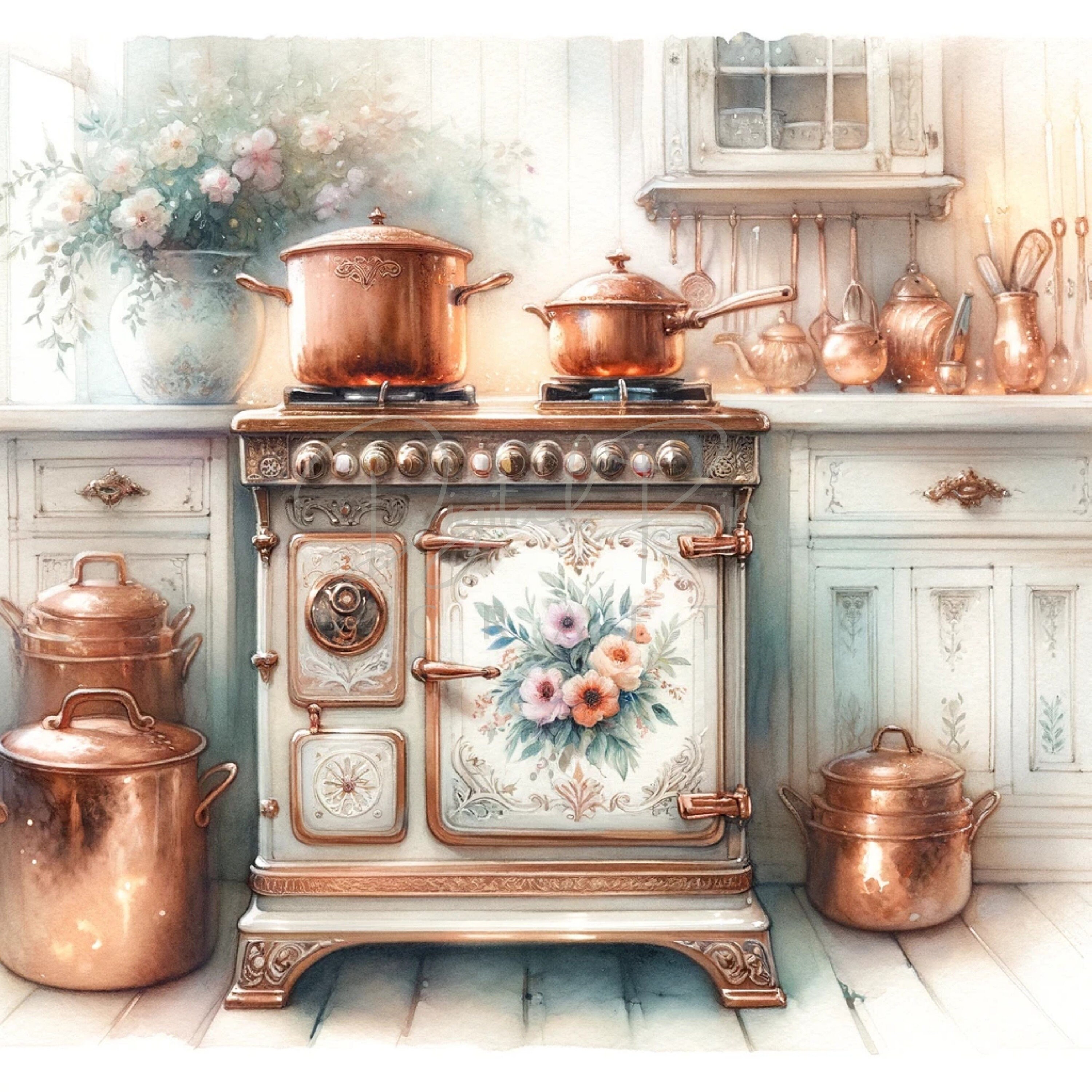 Shabby Chic Kitchen, Old Kitchen Clipart, 11 High Quality Jpgs ...