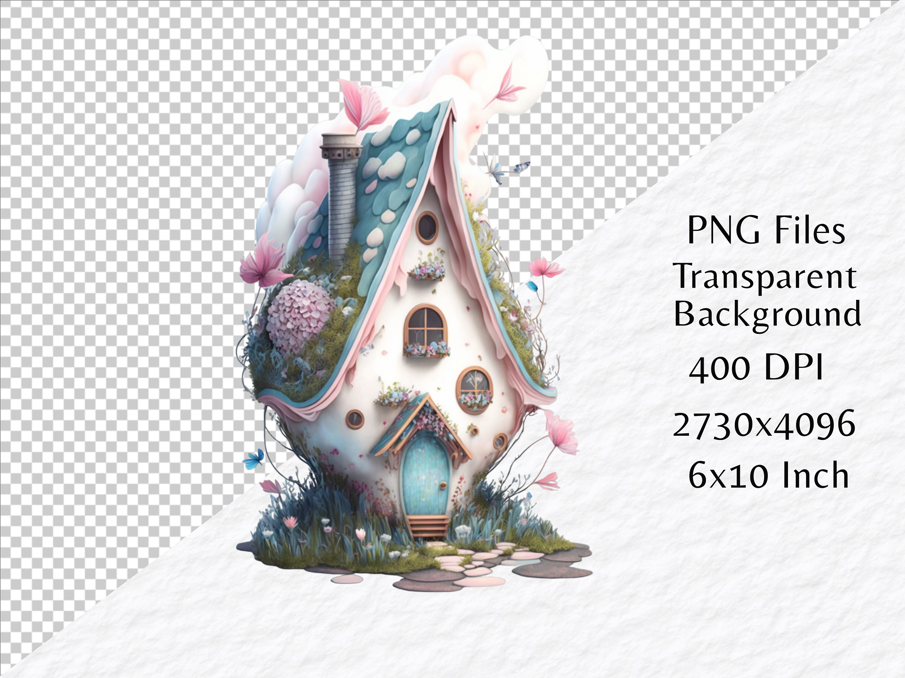 31 Cute Pastel Fairy House Watercolor Clipart PNG Transparentinstant ...