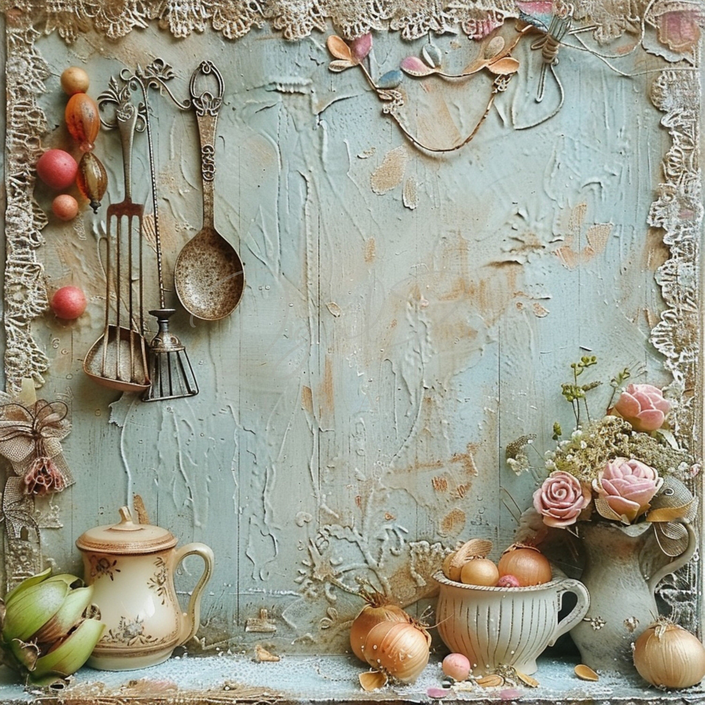 Shabby Chic Kitchen Tools, Food Clipart, 13 High Quality Jpgs ...