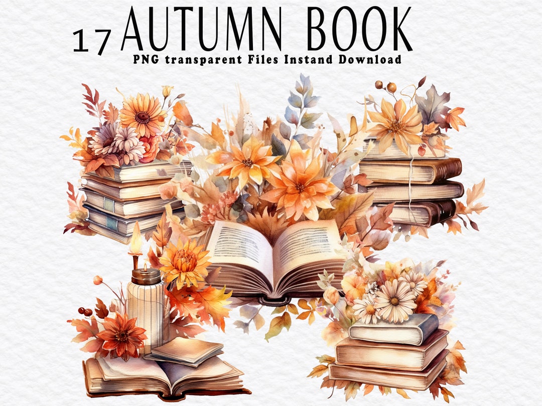 Cozy Autumn Book Clipart, Autumn Books Clip Art Png, Reading Clipart ...