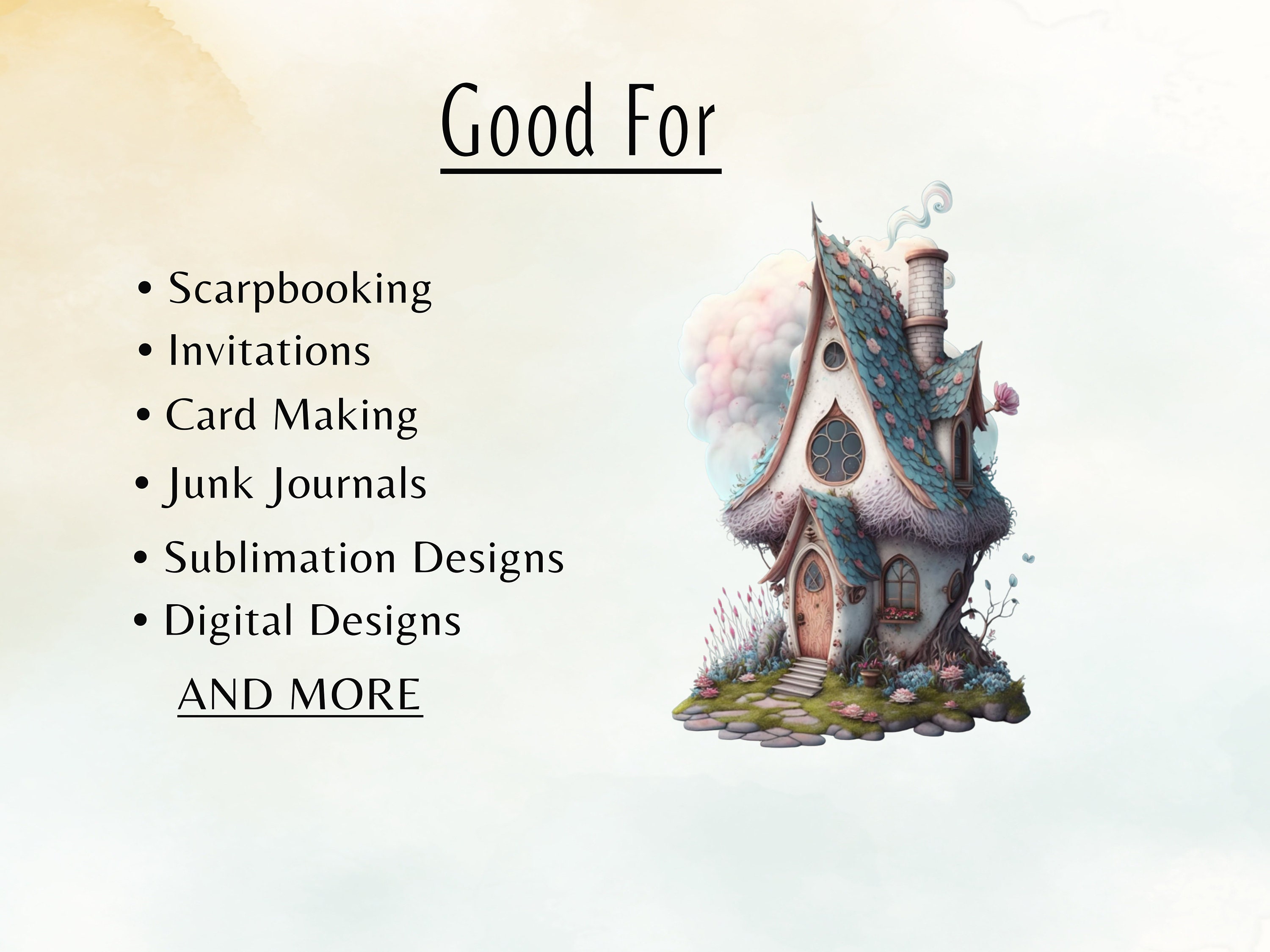 31 Cute Pastel Fairy House Watercolor Clipart PNG - Etsy