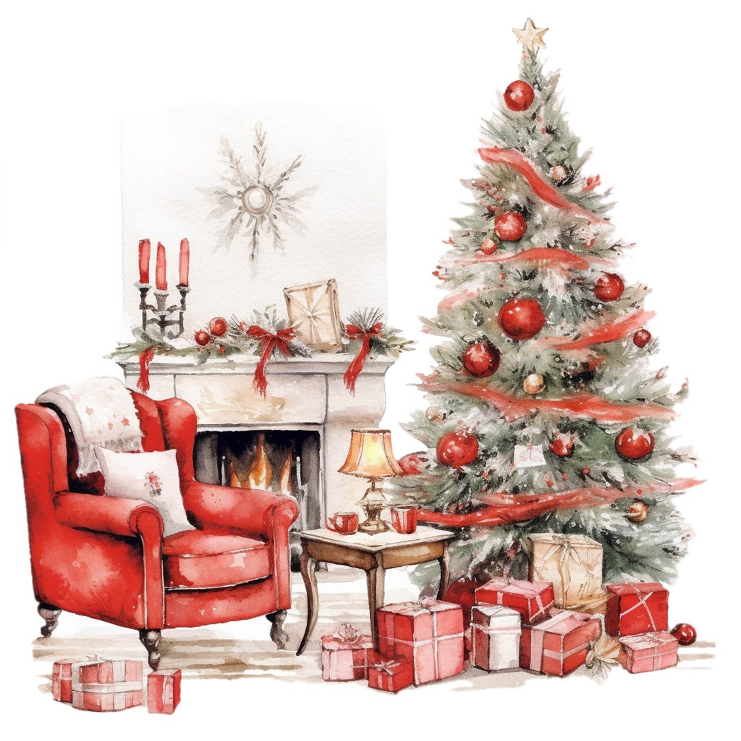 Watercolor Christmas Decoration, Watercolor Cozy Christmas, Christmas ...
