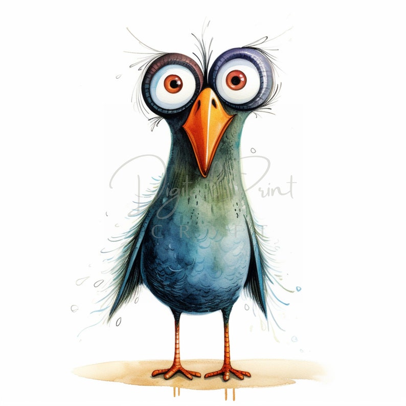 Quirky Crazy Bird Clipart, Colorful Clipart, 12 High Quality Jpgs ...