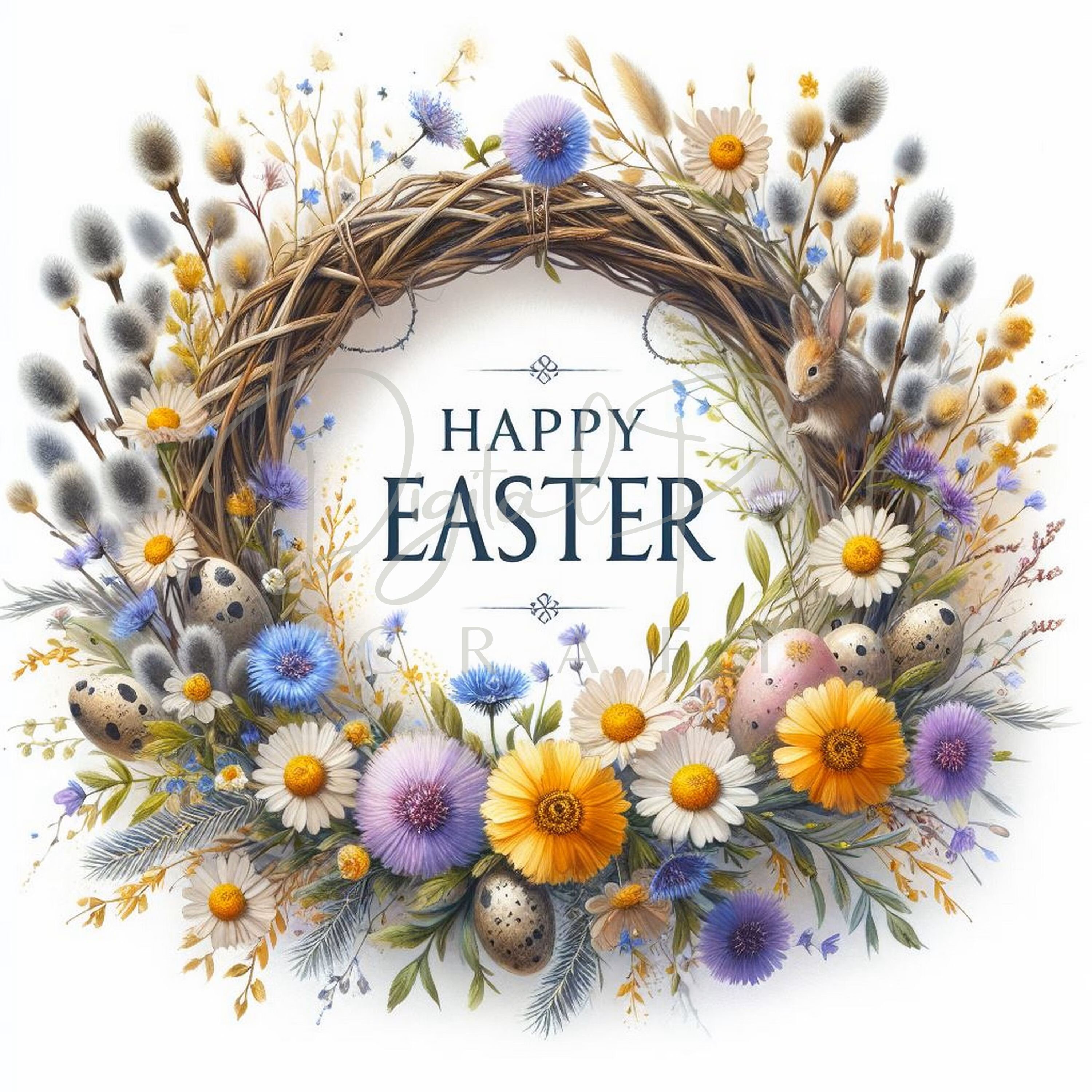 Easter Wreath Clipart, 15 High Quality JPG, Happy Easter Clipart ...