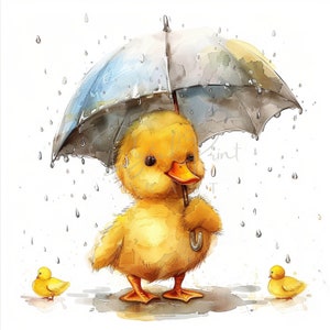 Duckling in Rain Clipart, Duck Clipart, 13 High Quality Jpgs,printable ...