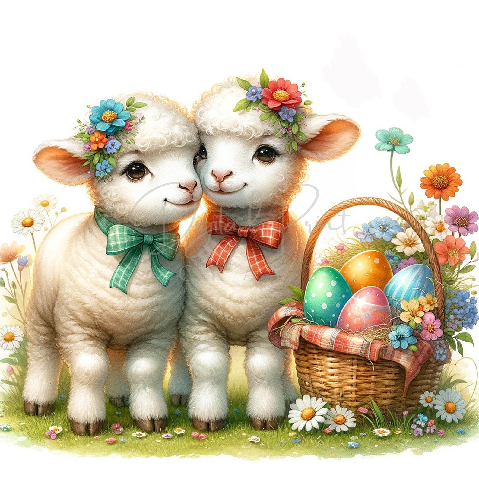 Sheep Flower Easter Egg Clipart, 9 High Quality Jpgs, Lamb Clipart ...