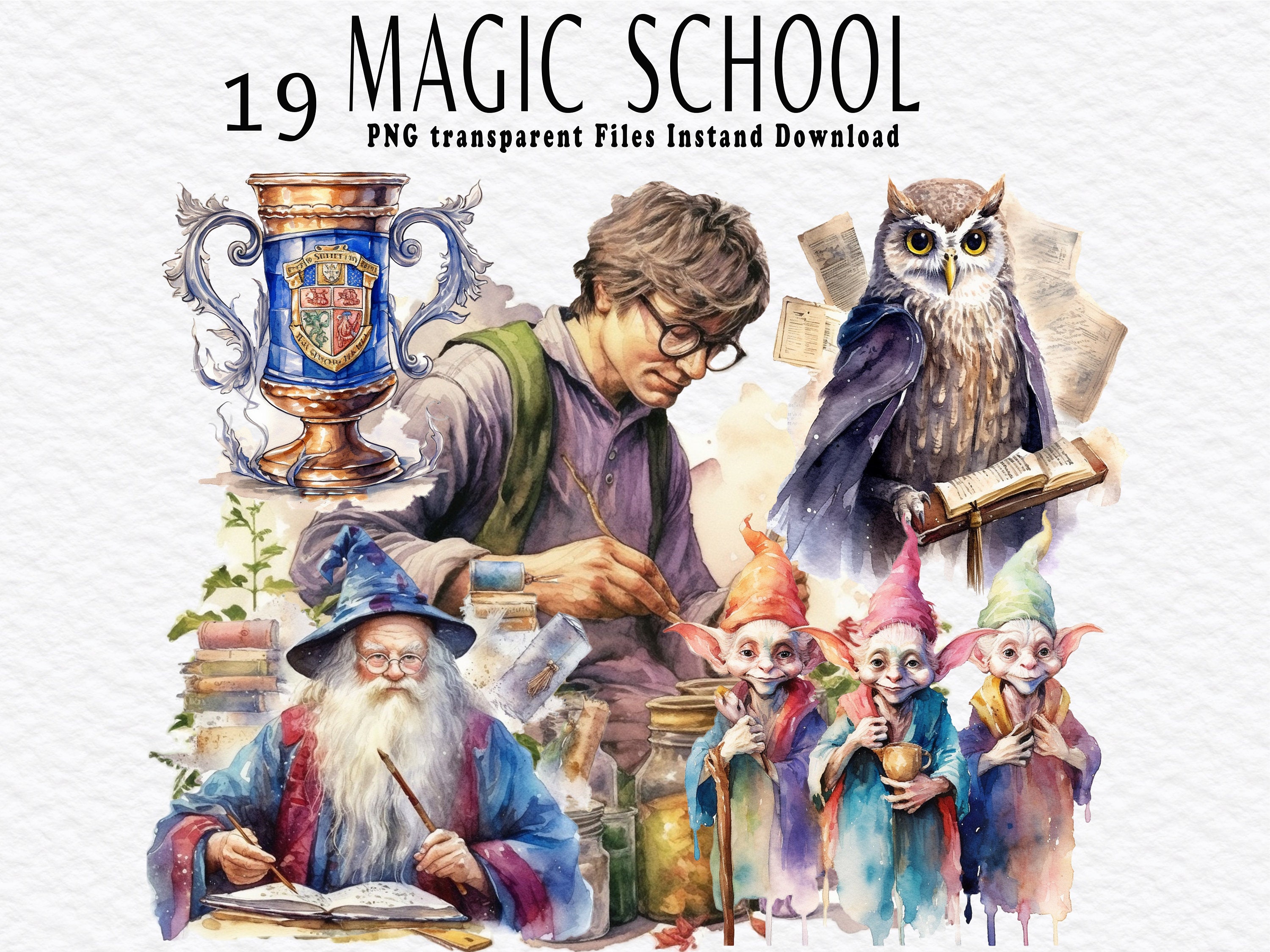 Wizard School Clipart PNG Bundle 1 Wizard Book PNG Files Wands, Potions ...