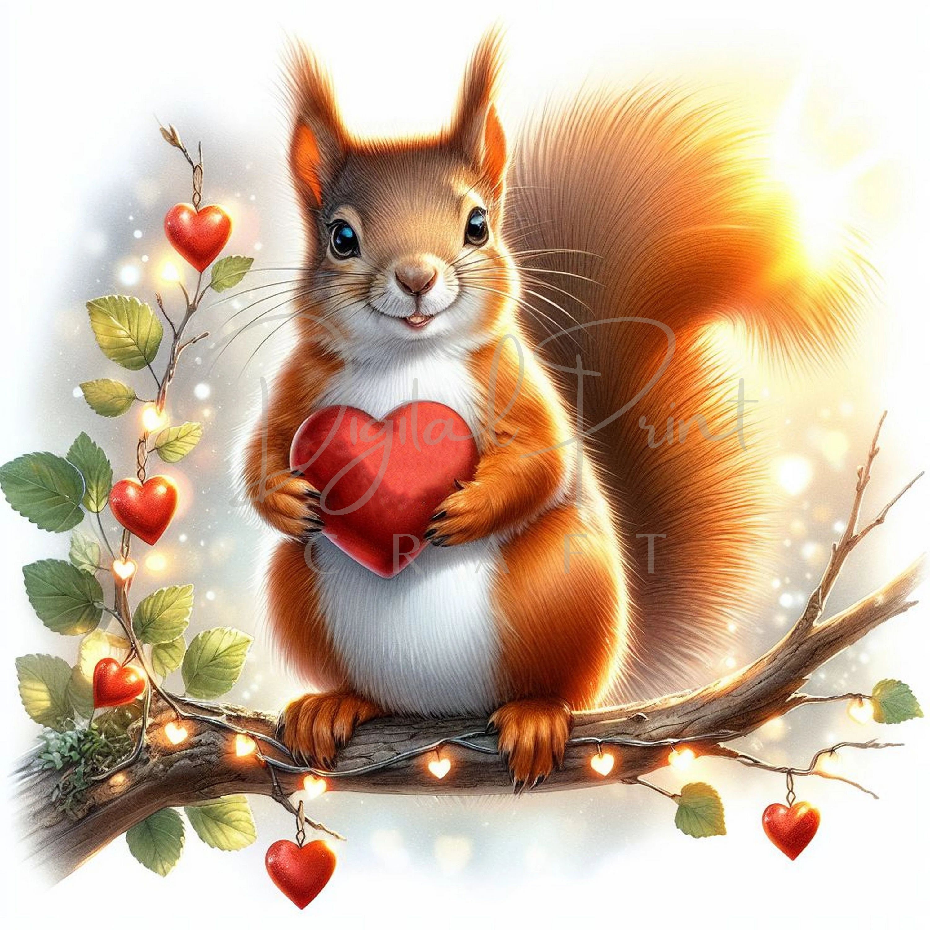 Valentine Squirrel Clipart, 14 JPG Valentines Day Clipart, Valentine ...