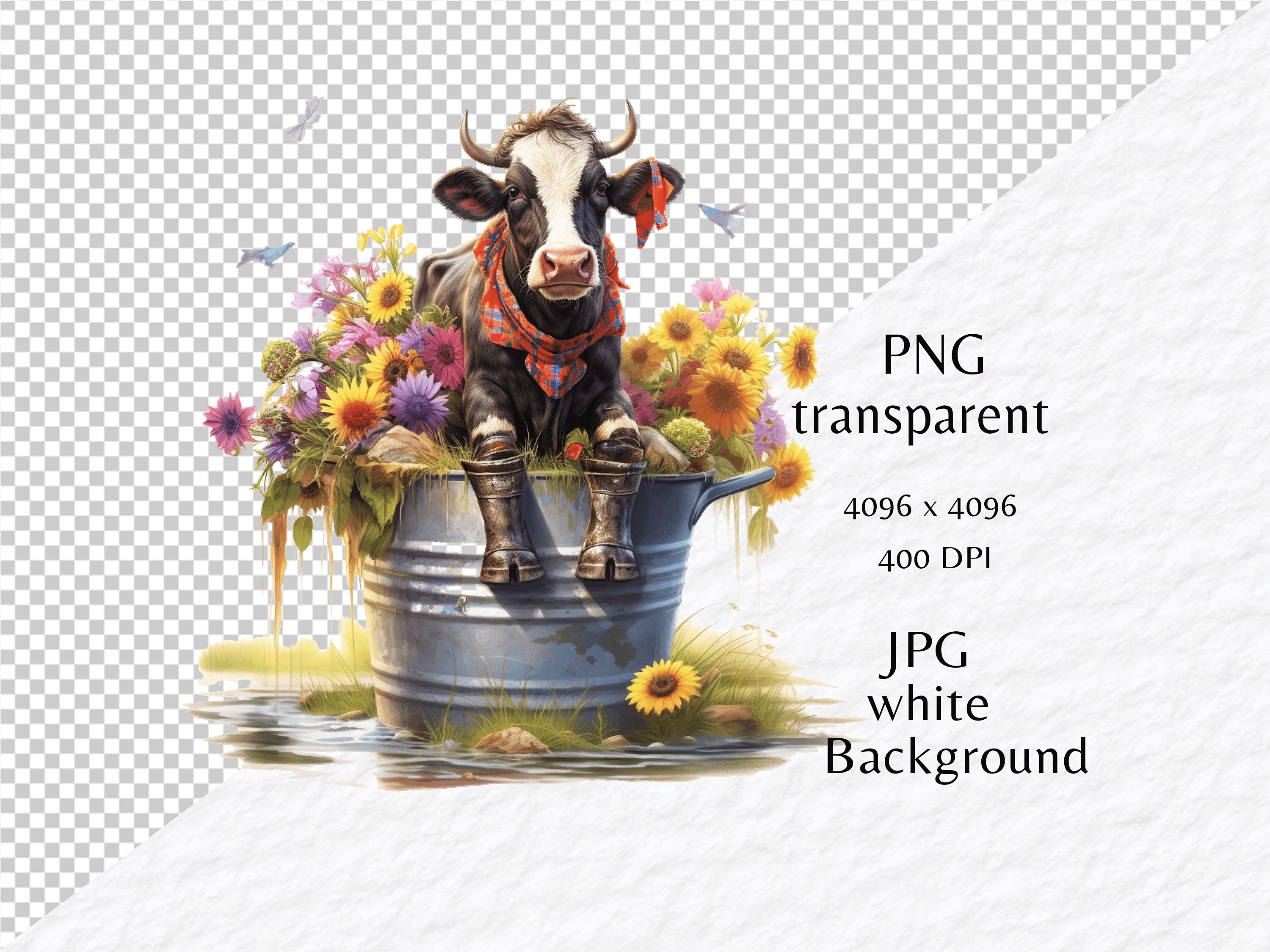 Cow PNG & JPG Clipart 4 High Quality Watercolor Clipart - Etsy