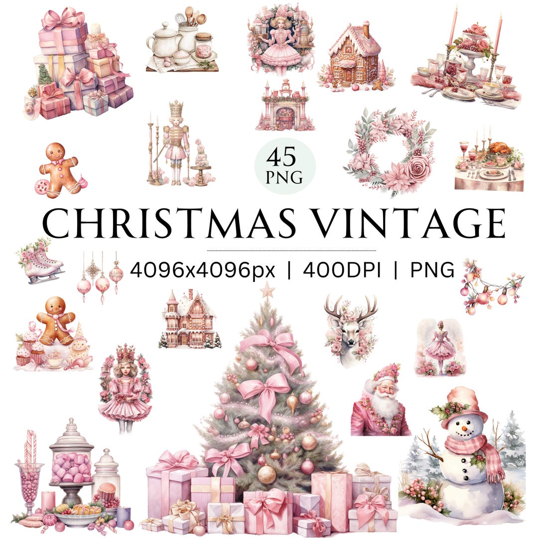 Watercolor Christmas Clipart Bundle, PNG Bundle, XMAS Collection ...