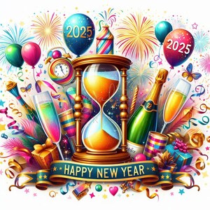Happy New Year 2025 Clipart - 11 High Quality Jpgs, Party Clipart ...