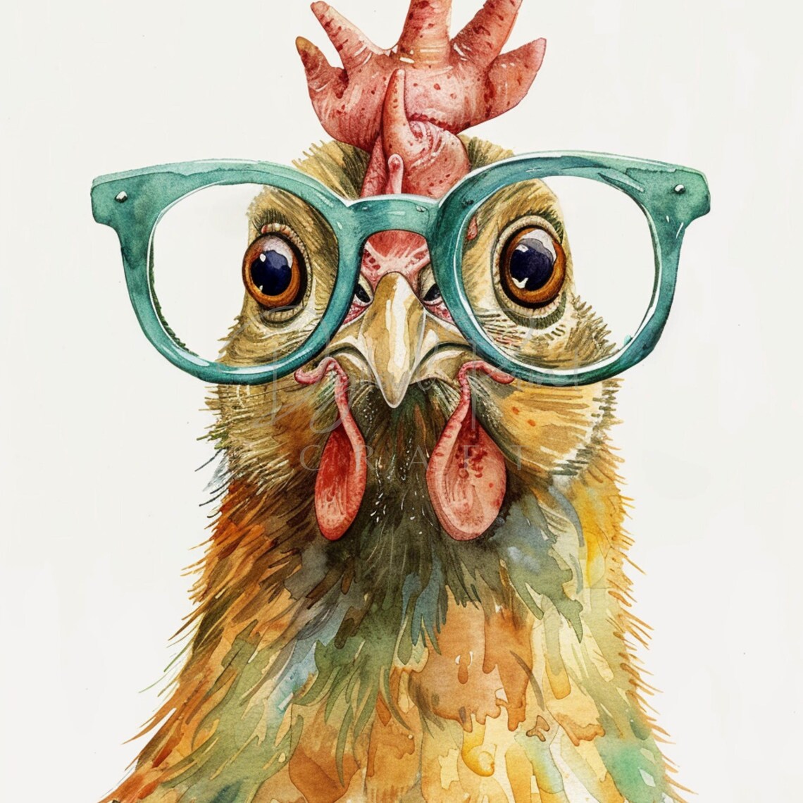 Funny Chicken Glasses Clipart, Colorful Chicken, 11 Jpgs, Printable ...