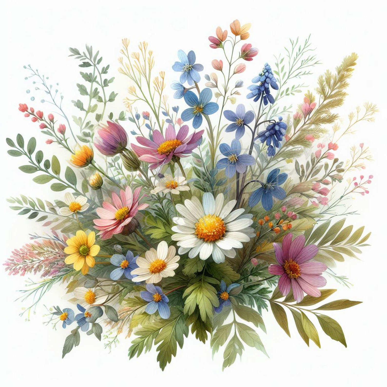 Floral Wild Flowers Art Clipart Bundle - 12 High Quality Jpgs ...