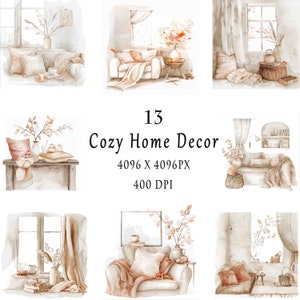 Cozy Home Decor Clipart, Living Room Clipart, 13 High Quality Jpgs ...