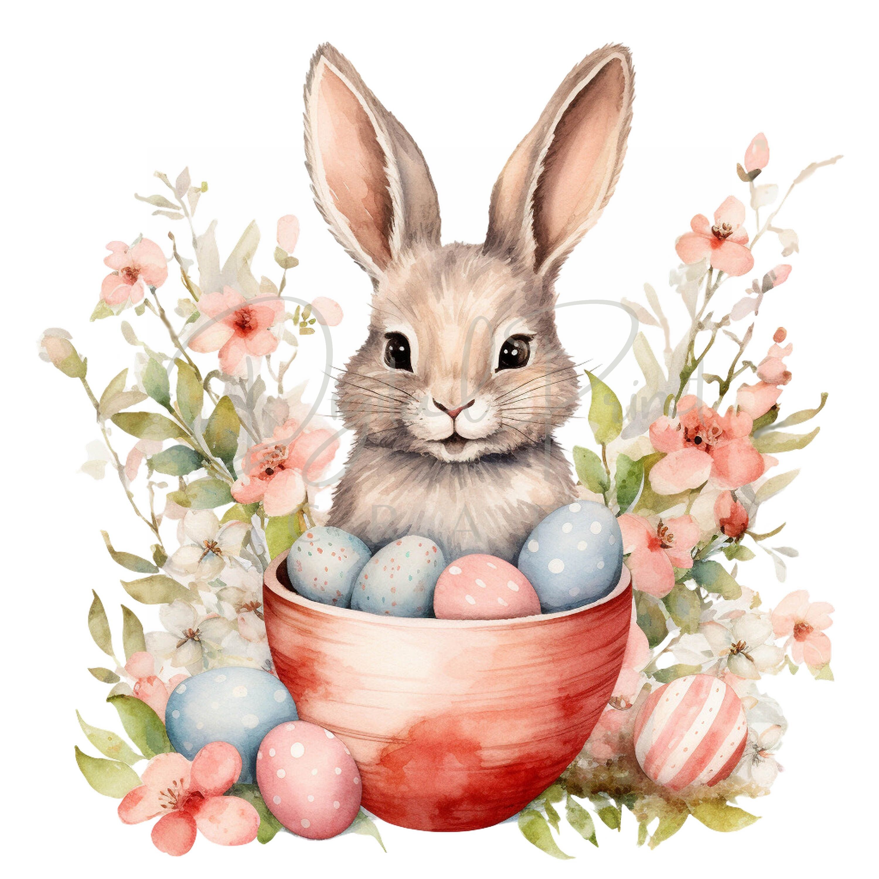 Easter Bunny Flower Spring Clipart, 19 High Quality Pngs, Rabbit ...
