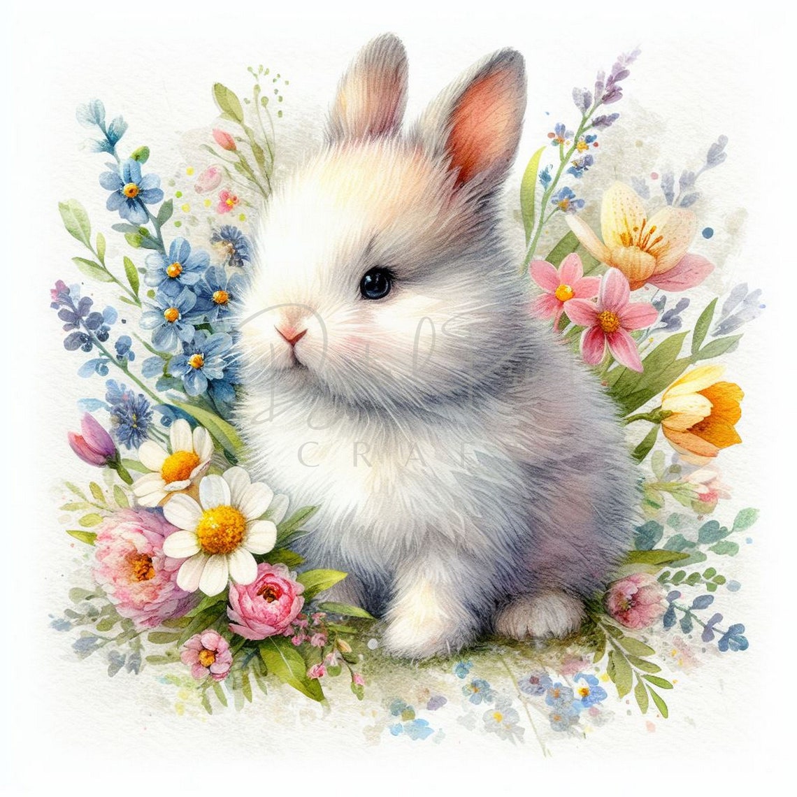 Bunny Spring Flowers 16 High Quality Jpgs Bouquet Clipart Junk ...