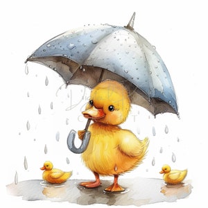 Duckling in Rain Clipart, Duck Clipart, 14 High Quality Jpgs,printable ...