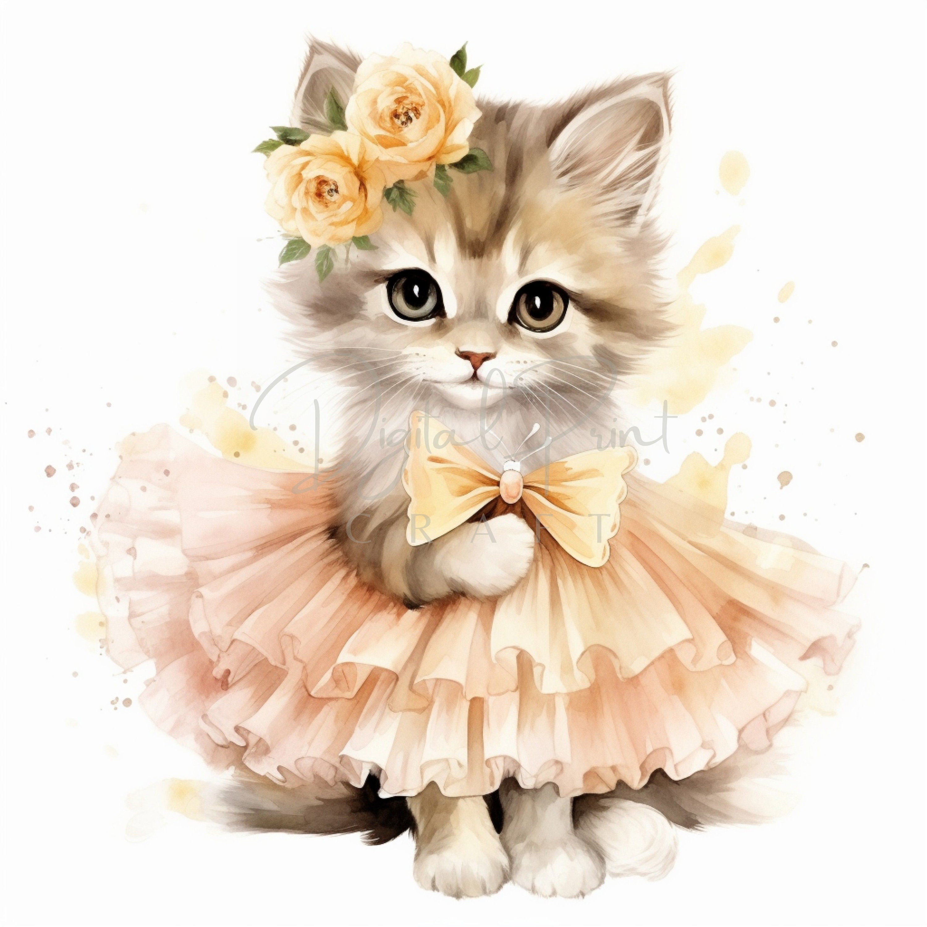 Kitten Princess Clipart, Flower Cat Clipart, 10 High Quality Jpgs ...