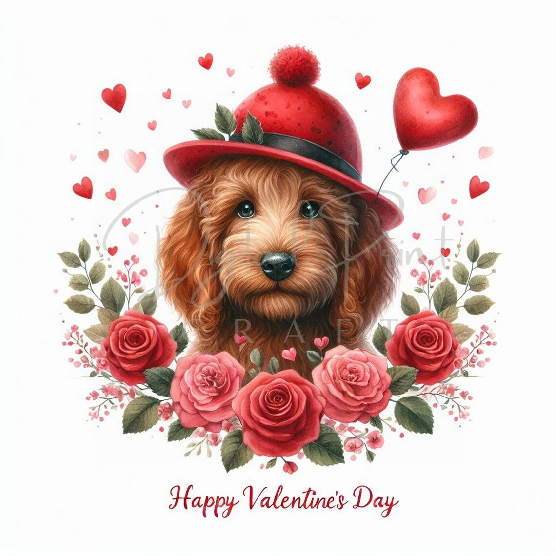 Valentine Labradoodle Clipart, 13 JPG Valentines Day Clipart, Valentine ...