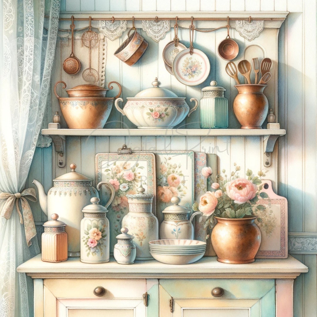Shabby Chic Kitchen Decor Vintage Clipart Bundle12 High Quality Jpgs ...