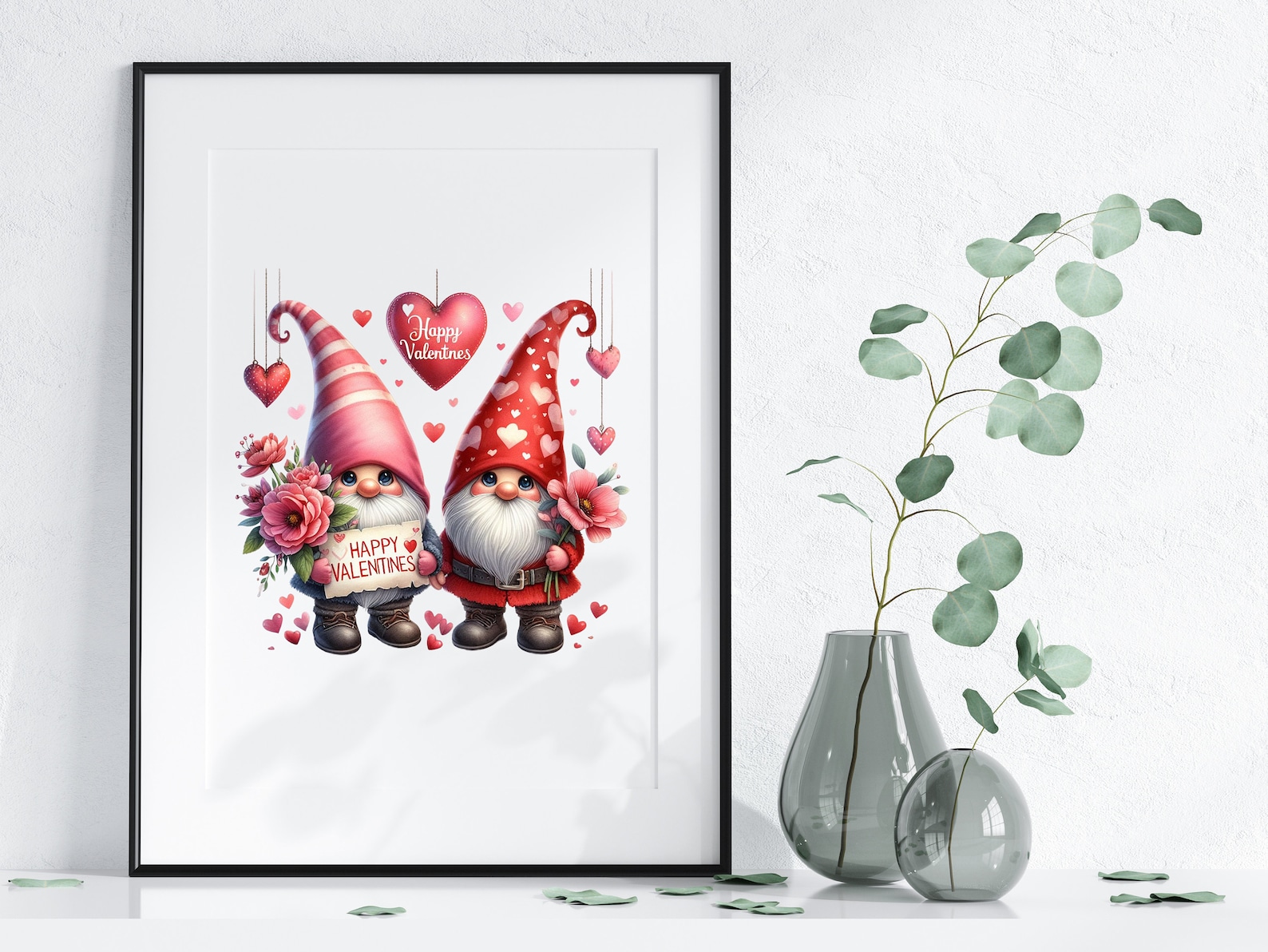 Watercolor Valentines Gnome Clipart, 10 PNG Valentines Day Clipart ...