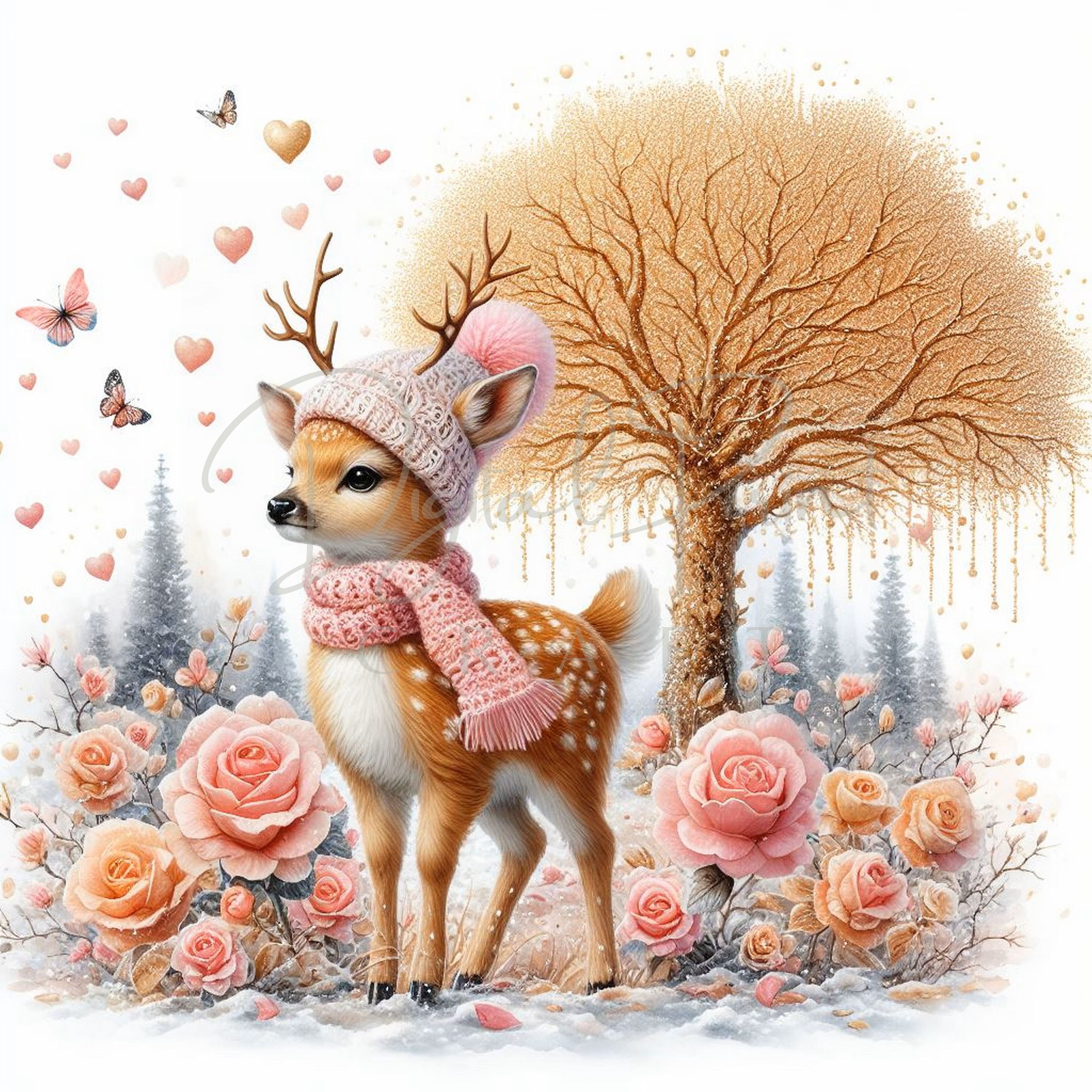 Winter Deer Clipart, 11 Jpgs, Christmas Animals, Christmas Clipart ...