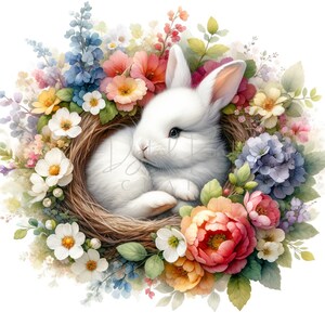 Easter Bunny Floral Spring Clipart, 16 High Quality Jpgs, Flower ...