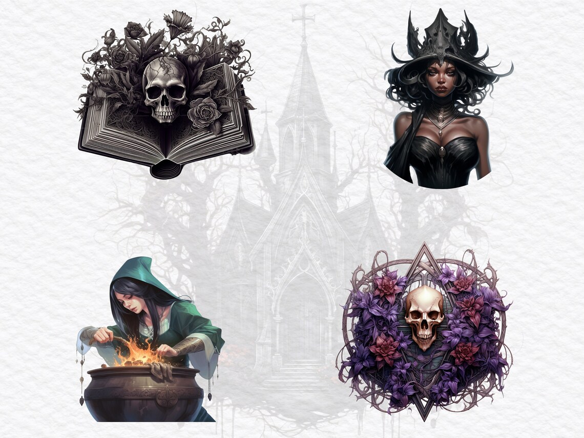 29 Mystic Witch Clipart Set, Dark Fantasy, Magic Witch Clipart PNG ...