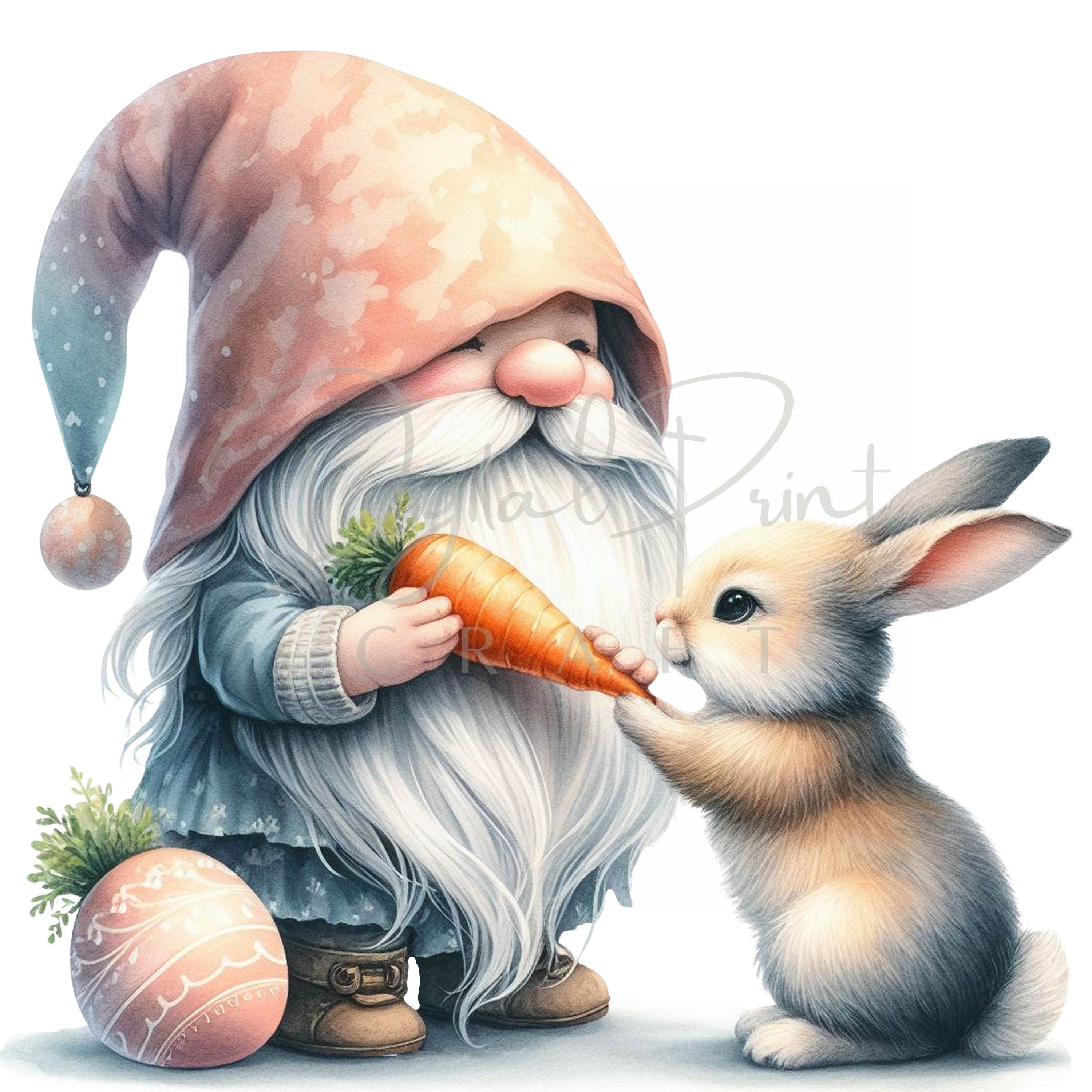 Gnome Bunny Clipart, 8 High Quality Pngs, Fluffy Bunny Clipart, Digital ...