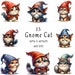 Gnome Cat Watercolor Clipart Bundle , 13 JPG High Quality Clipart, Pet ...