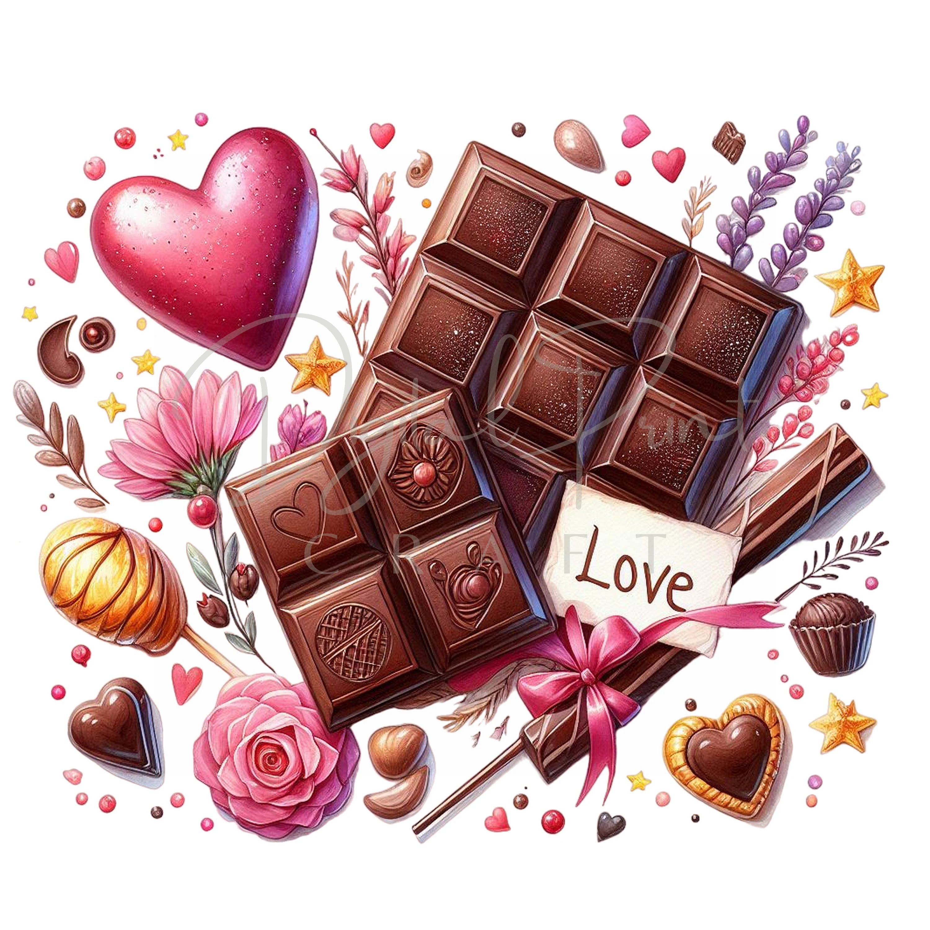 Valentine Chocolate Clipart, 12 PNG Valentines Day Clipart, Valentine ...