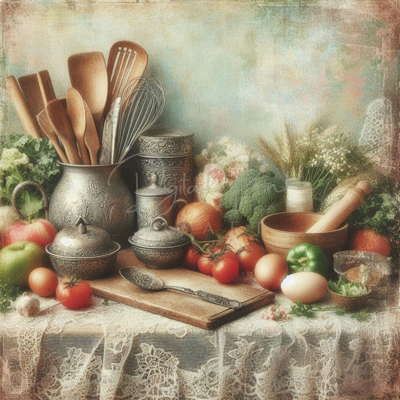 Shabby Chic Kitchen Utensils, Vintage Clipart, 29 High Quality Jpgs ...