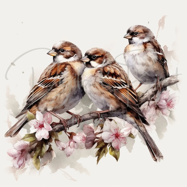 Sparrow Painting - Etsy