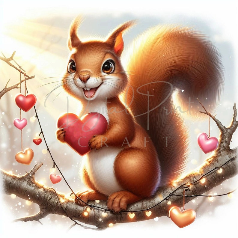 Valentine Squirrel Clipart, 14 JPG Valentines Day Clipart, Valentine ...