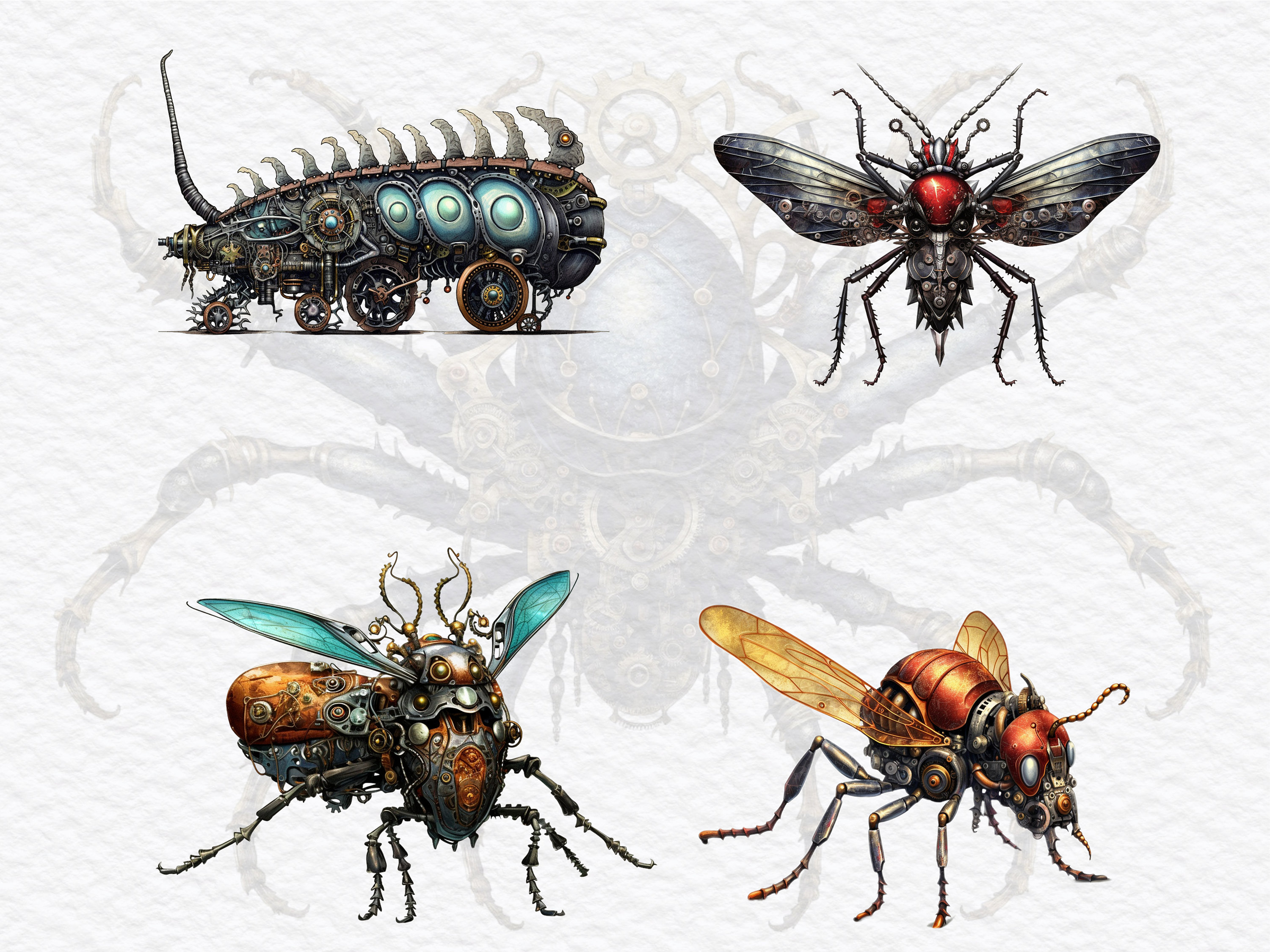 Steampunk Insects Clipart Bundle, Steampunk Pngs, Decor,png Graphics ...