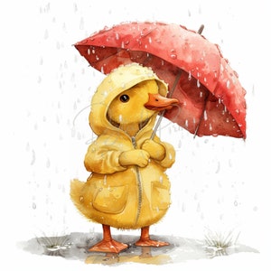 Duckling in Rain Clipart, Duck Clipart, 14 High Quality Jpgs,printable ...