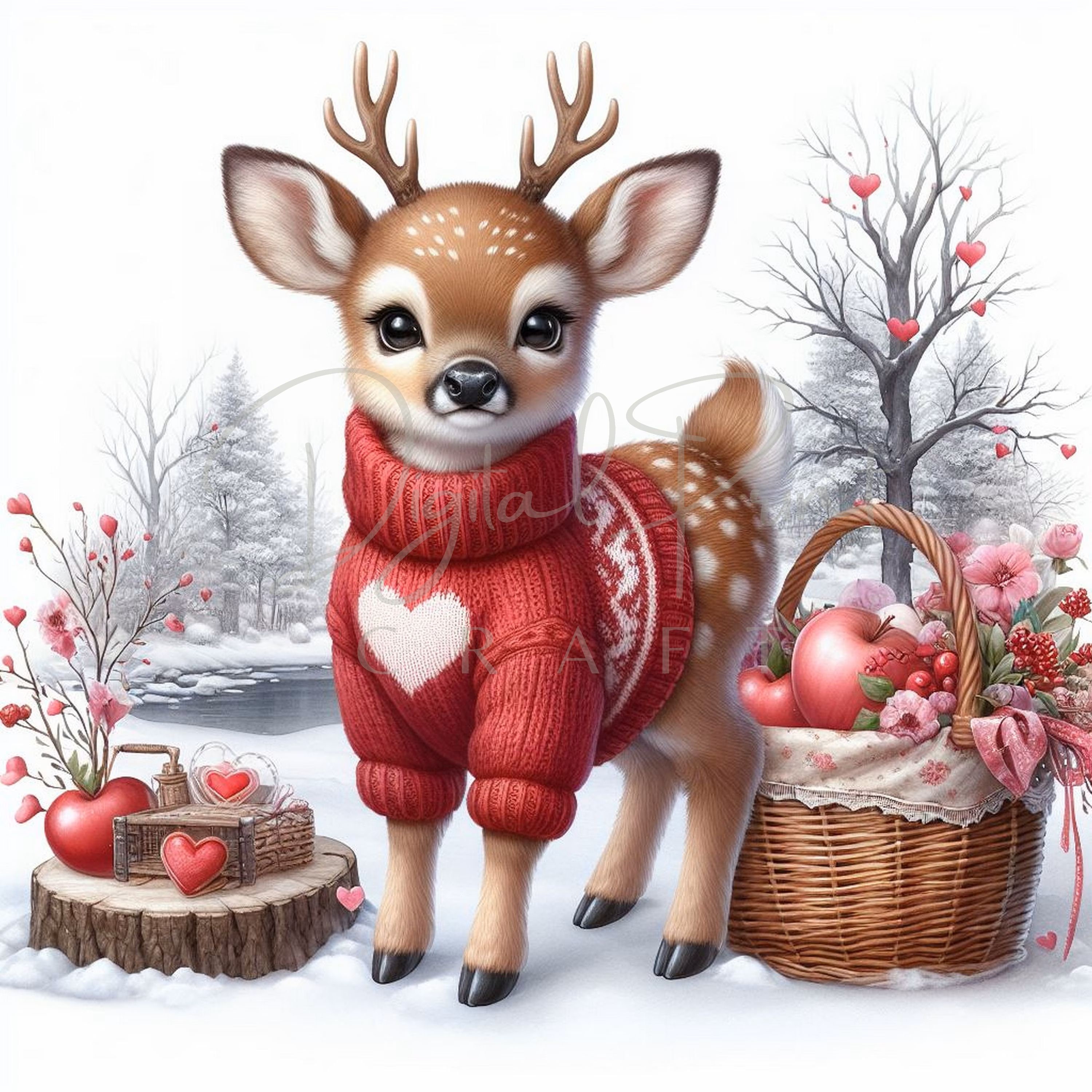 Winter Deer Clipart, 11 Jpgs, Christmas Animals, Christmas Clipart ...