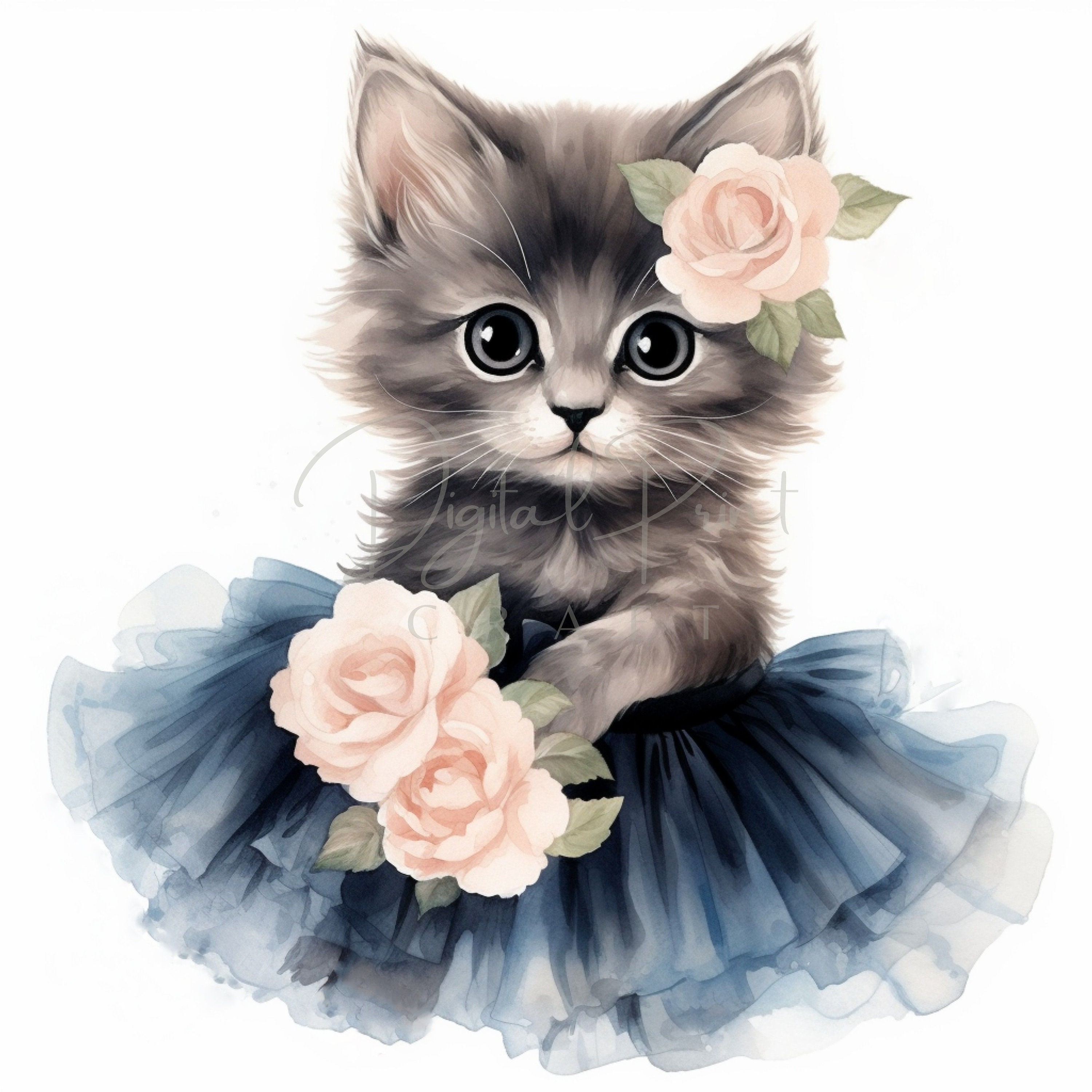 Kitten Princess Clipart, Flower Cat Clipart, 10 High Quality Jpgs ...