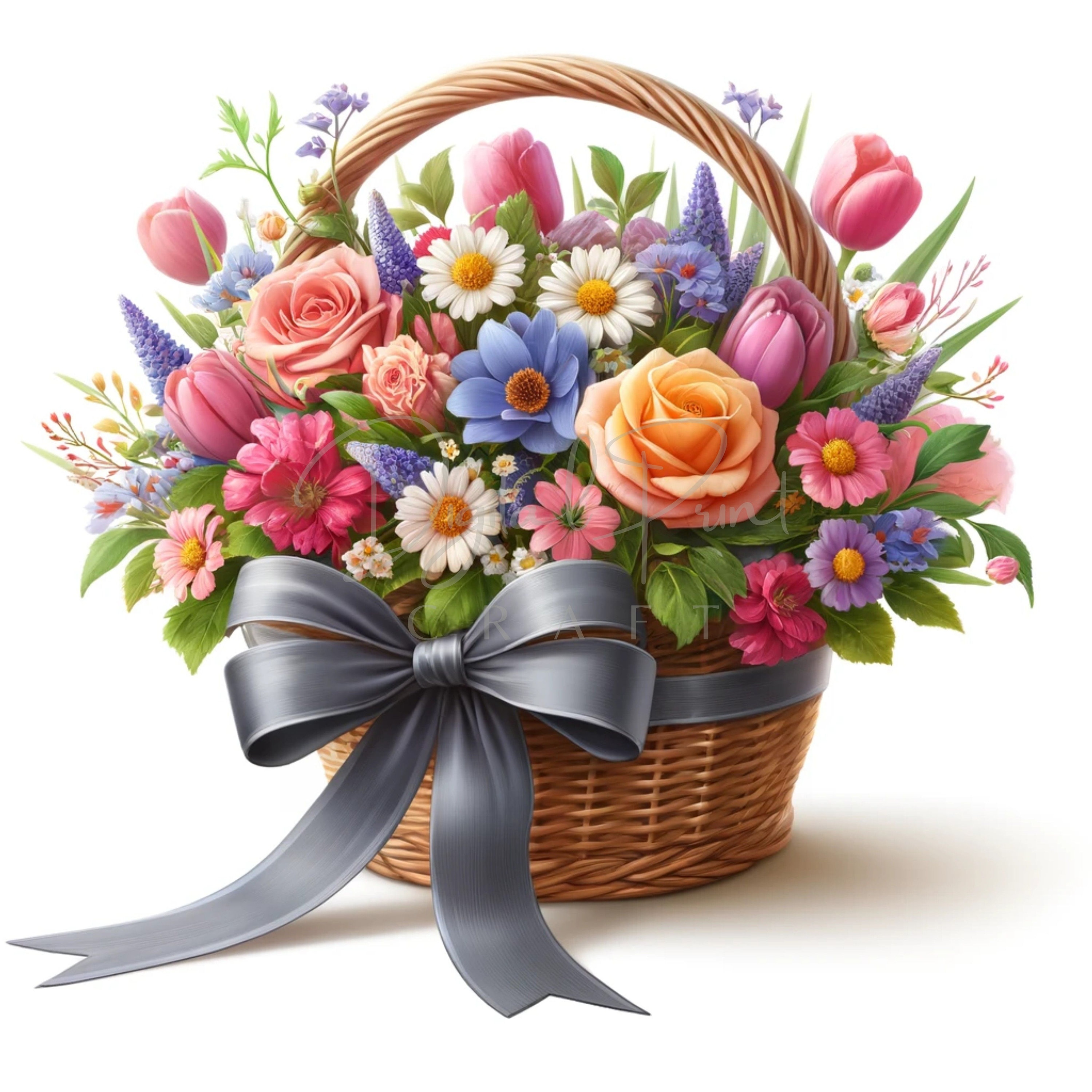 Mothers Day Flower Clipart, Basket Clipart, 19 High Quality Jpgs ...