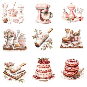66 Watercolor Baking Clipart, Baking Supplies Png, Home Bakery Logo ...