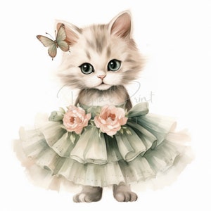 Kitten Princess Clipart, Flower Cat Clipart, 10 High Quality Jpgs ...