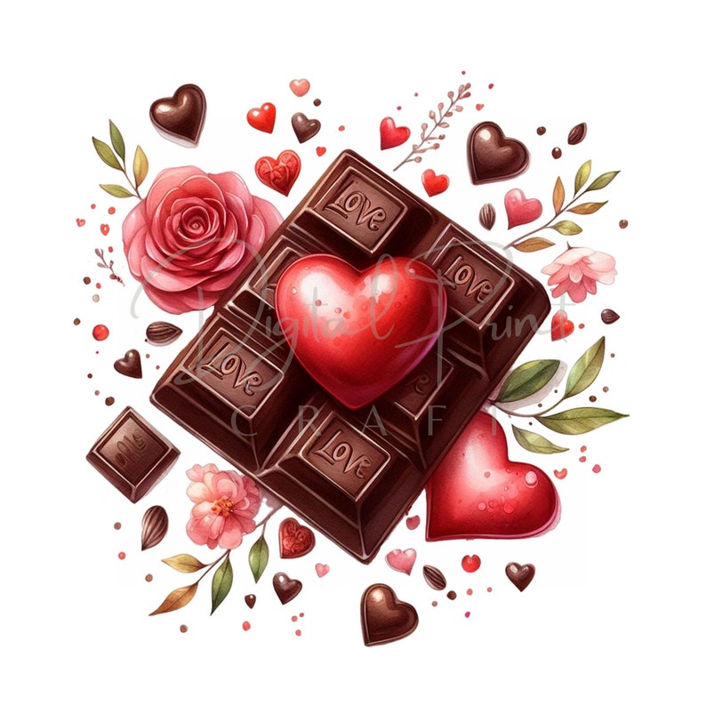 Valentine Chocolate Clipart, 12 PNG Valentines Day Clipart, Valentine ...