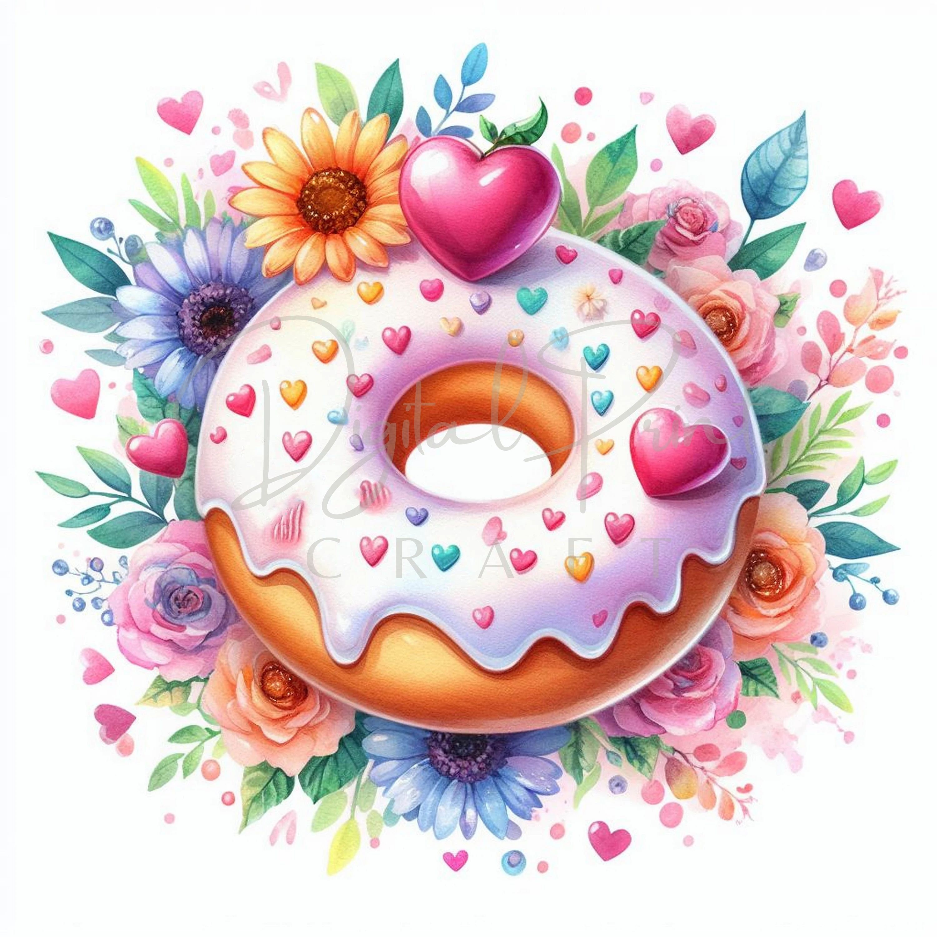 Valentine Donut Clipart, 12 JPG Valentines Day Clipart, Valentine Sweet ...