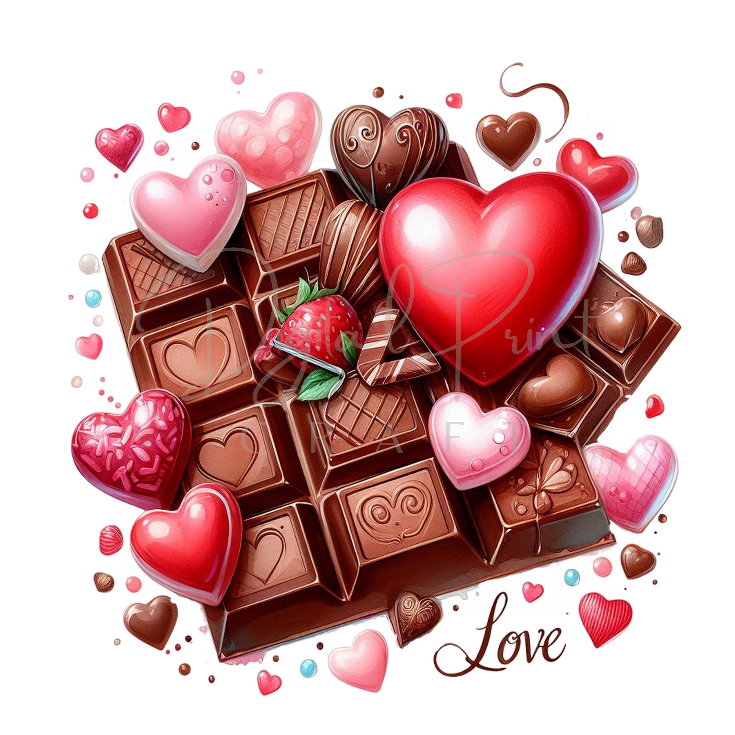 Valentine Chocolate Clipart, 12 PNG Valentines Day Clipart, Valentine ...